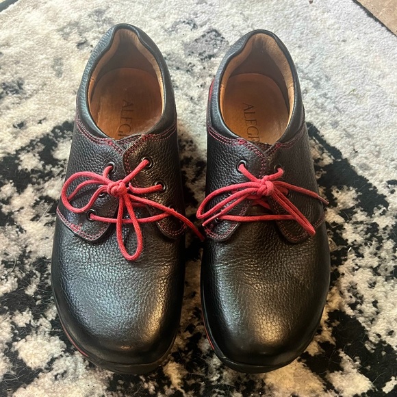 Alegria | Shoes | Mens Alegria Soft Tumbled Black Leather With Red ...